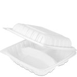 3 Compartment White Hinged Clamshell Takeout Containers (Mineral ...