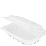 3 Compartment White Hinged Clamshell Takeout Containers (Mineral ...