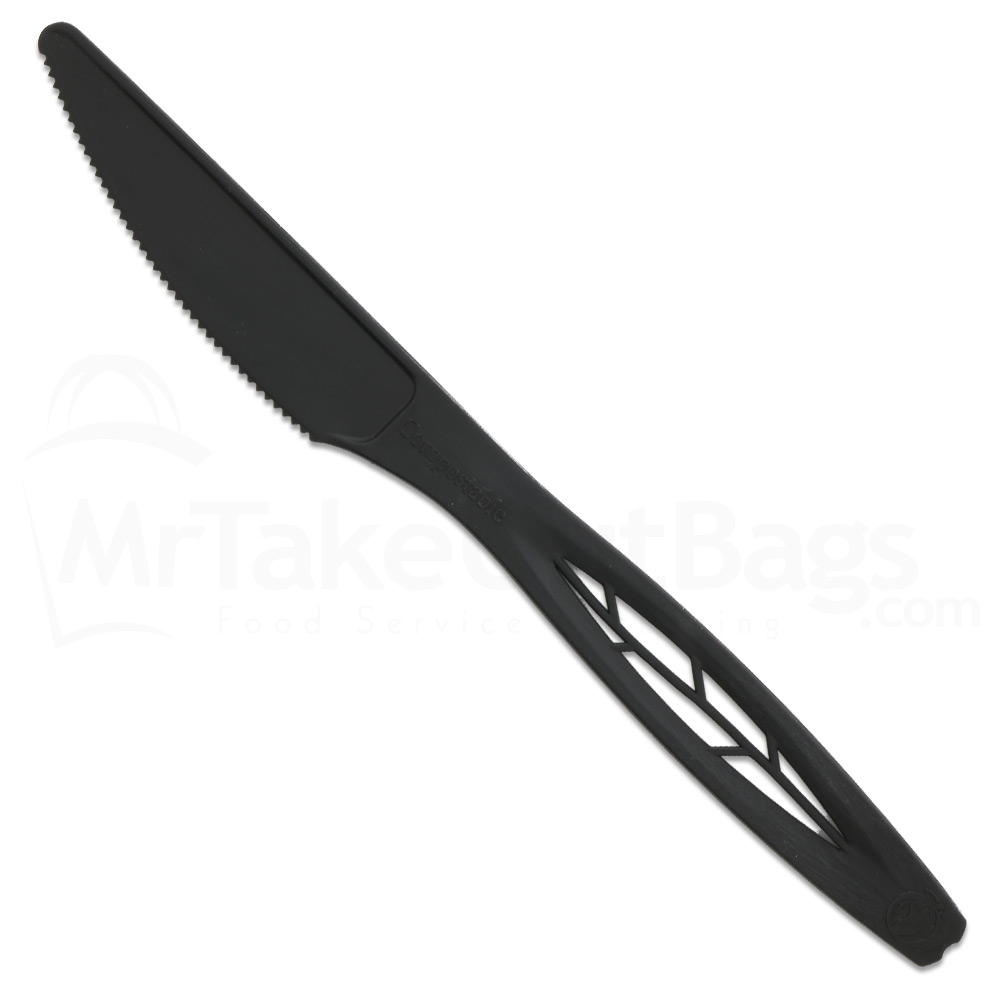 Black Compostable Knives | Compostable Cutlery | MrTakeOutBags