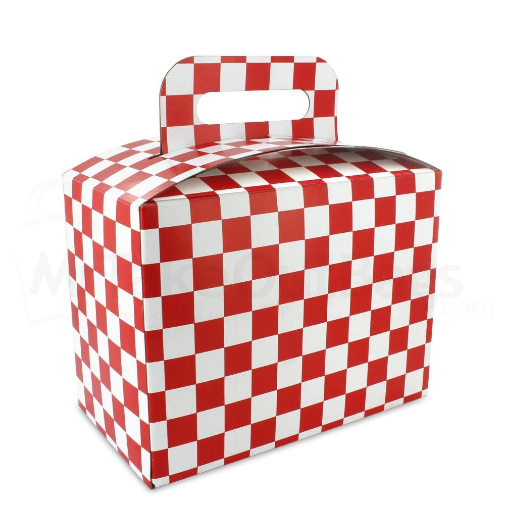Red Checkered Pattern Disposable Lunch Boxes - 8.875 x 5 x 6.75 in ...