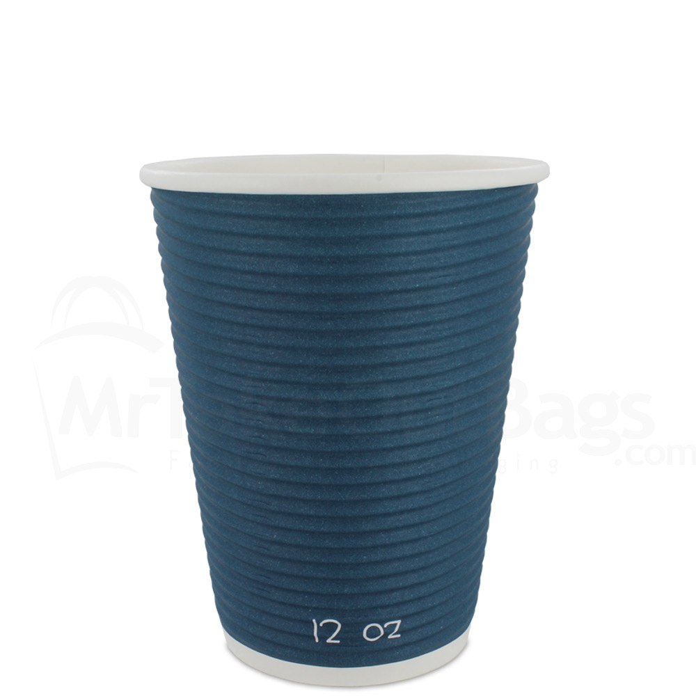 Blue Ripple Paper Coffee Cups - 12 oz. | Insulated Paper Ripple Coffee ...